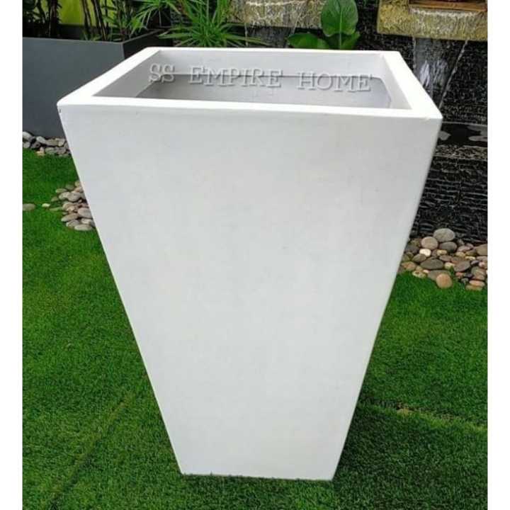 REX FP2 XL Matte White Fibreglass Flower Pot Pasu Bunga Garden Taman ...
