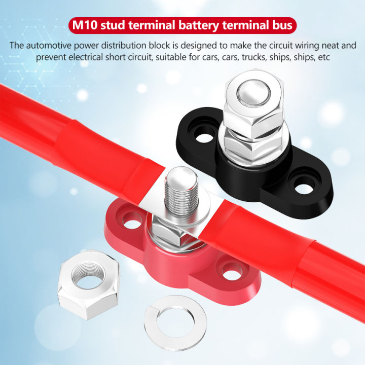 Automotive Power Distribution Block Single 3/8" M10 Stud Terminal Battery Junction Post Bus Bar ...