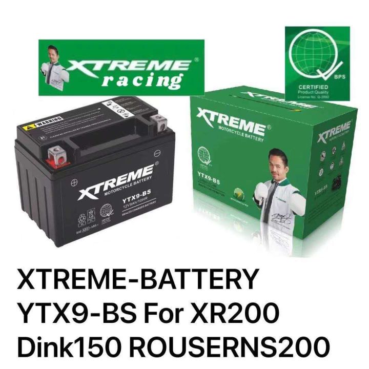 XTREME MOTORCYCLE BATTERY YTX9-BS For XR200, DINK150, ROUSERNS200/MOTO1 ...