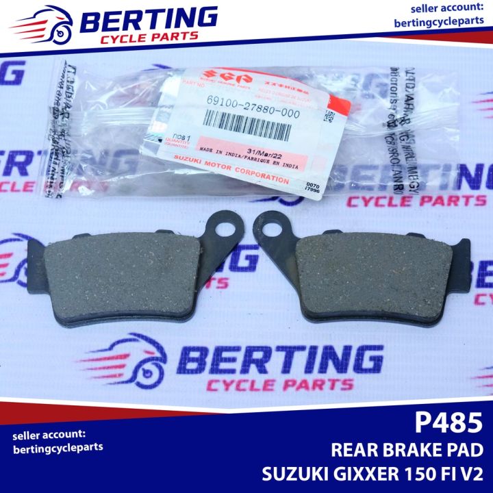 SGP REAR BRAKE PAD Suzuki Gixxer 150 FI V2 Genuine 69100-27880-000 ...