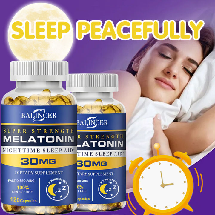 Melatonin capsules 30mg, reduce stress, improve sleep quality, extend ...