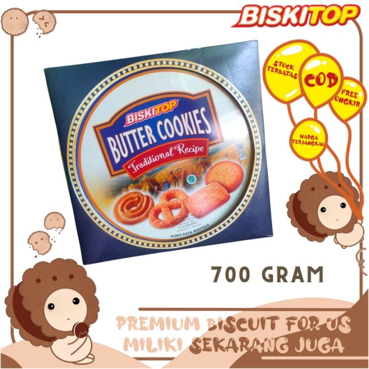 BISKITOP - BUTTER COOKIES 700g Biskuit Kaleng Dus Biscuit Lebaran Snack ...