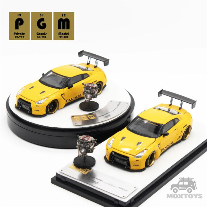 PGM 1:64 Nissan GTR R35 Pandem Yellow Diecast- Full Open Model Car ...