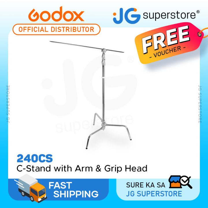 Godox 240CS C-Stand with 33" Arm & Grip Head, 10kg Max Load Capacity ...
