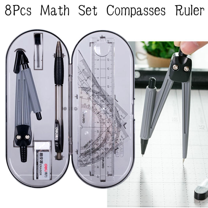 1 set of 8-piece stationery set ruler and compass student testing ...