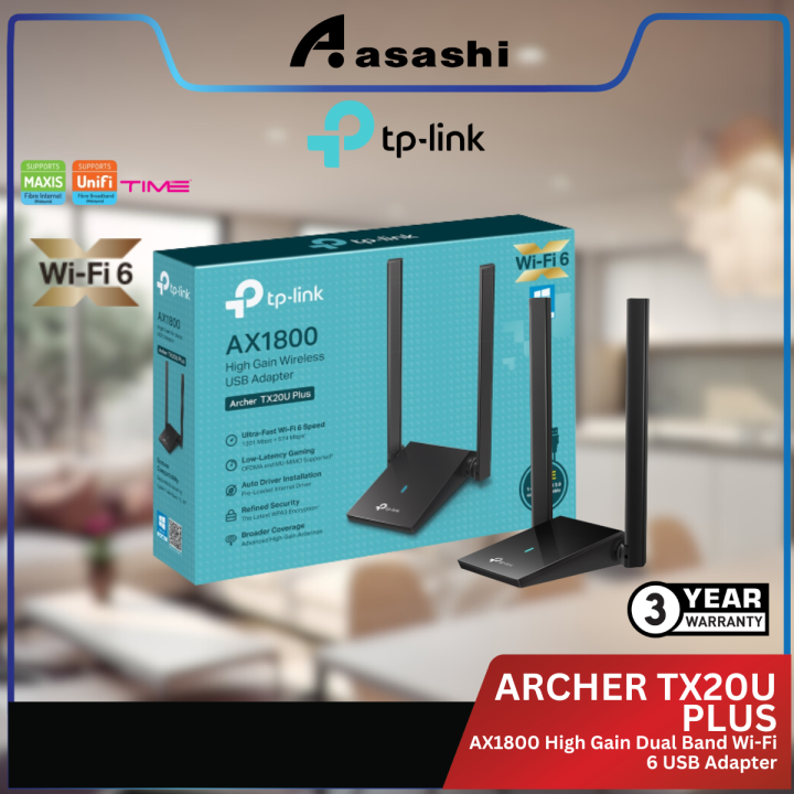 Tp-Link Archer TX20U Plus AX1800 High Gain Dual Band Wi-Fi 6 USB ...