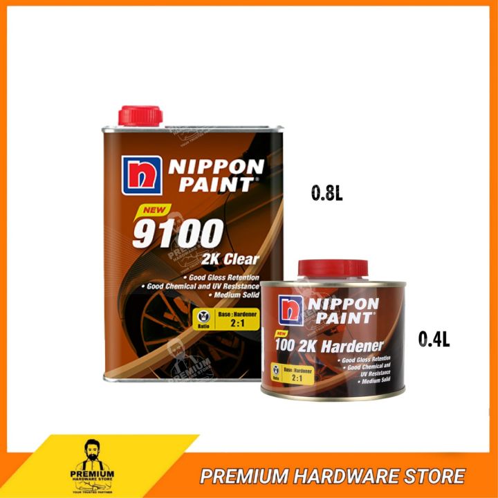 NIPPON PAINT 9100 2K Clear 2:1 + Hardener Automotive Medium Solid Top Coat Clear Base Coat Paint ...
