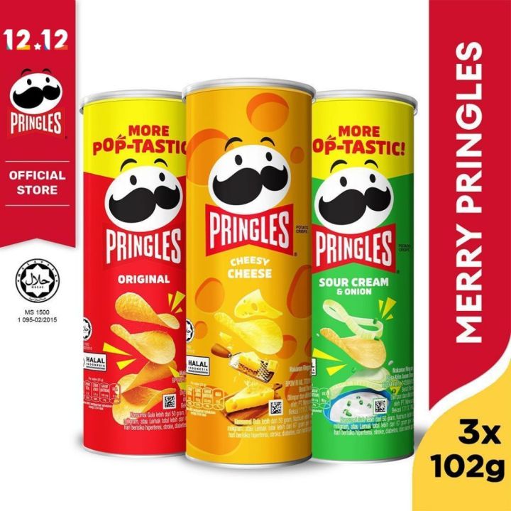Pringles Merry 102g Bundle (Original, Cheesy Cheese, Sour Cream & Onion | Lazada PH