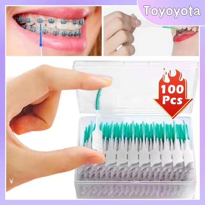 TOYOYOTA 100Pcs Soft Rubber Interdental Brush Gum Massage Tooth ...