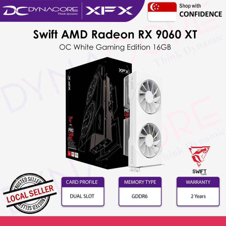 XFX Swift AMD Radeon RX 9060 XT OC White Gaming Edition 16GB GDDR6 ...
