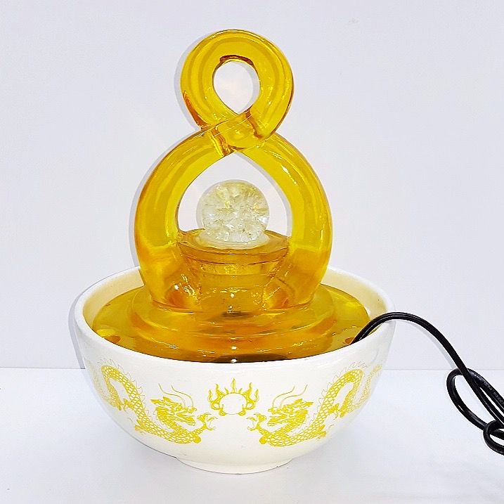 Fengshui Yellow Lucky Figure 8 Water Feature / Fountain for Prosperity ...