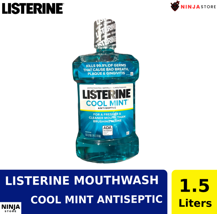Listerine Cool Mint Antiseptic Mouthwash/Mouth Rinse for Bad Breath ...