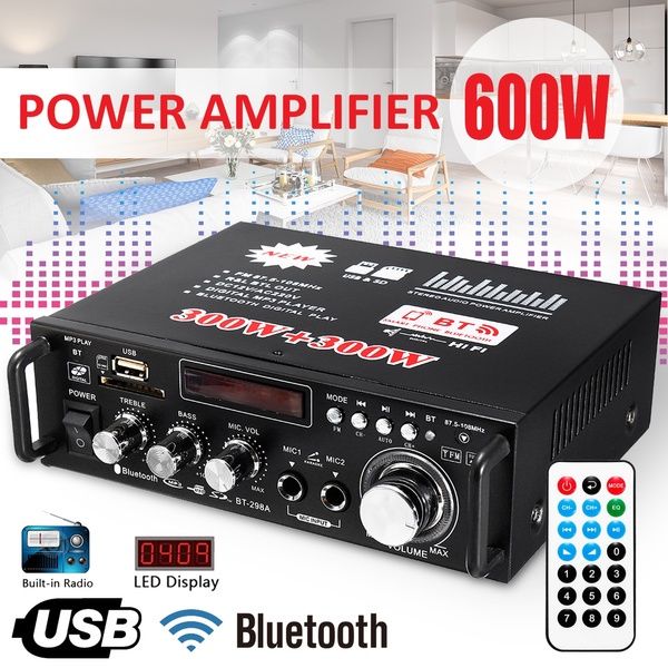 Amplifier Bluetooth Karaoke 600W USB MP3 FM Radio Audio power Amplifier ...