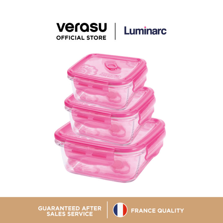 LUMINARC ชุดกล่องแก้วถนอมอาหาร สีชมพู จำนวน 3 ชิ้น รุ่น ARC-Q6464 ...
