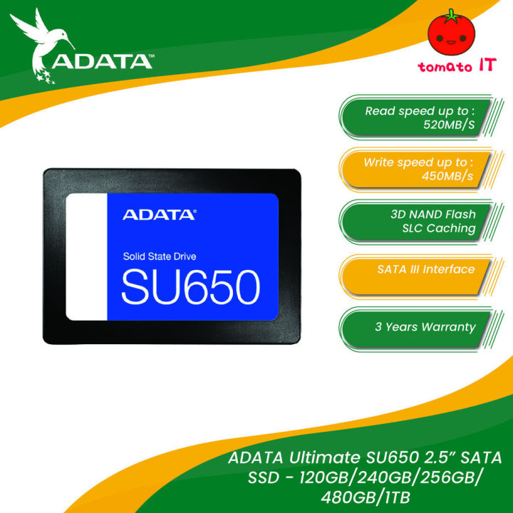 ADATA ULTIMATE SU650 2.5" SATA SSD (120GB/240GB/256GB/480GB/512GB/960GB ...