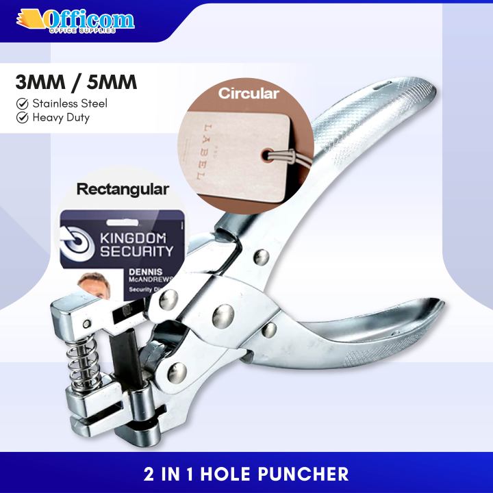 Officom 2in1 ID Hole Puncher Heavy-Duty Stainless-Steel Dual-Purpose ...