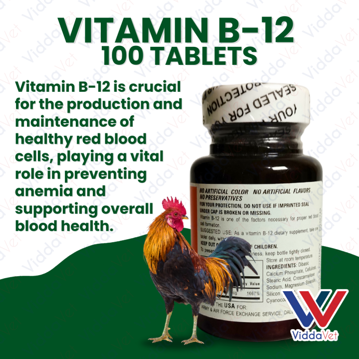 Viddavet Vitamin B-12 100 Tablets B-12 Boost for animals | Lazada PH