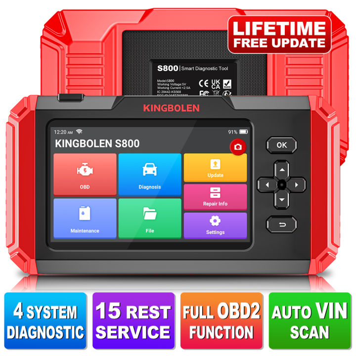 KINGBOLEN S800 5 inch Car Diagnostic Tools ABS SRS ECM TCM 4 systems 15 ...