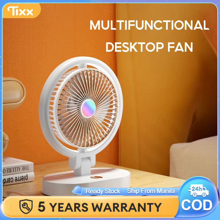 Tixx Electric Fan Desk Fan Strong Wind Low Noise Adjustable 3 blades ...