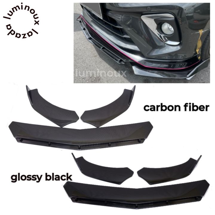 Universal front diffuser bumper lip guard carbon fiber / matte black ...