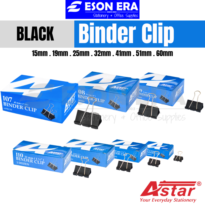 Astar Binder Clip 1 Box size 15MM,19MM,25MM,32MM,41MM,51MM,60MM Paper ...