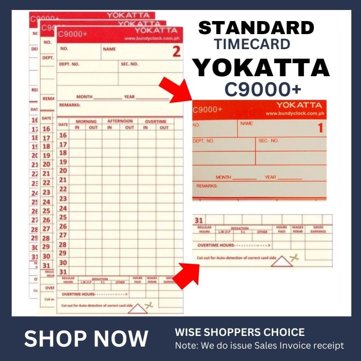 YOKATTA Time Card C9000+ For Bundy Clock Yokatta Bundy Clock Time Card ...