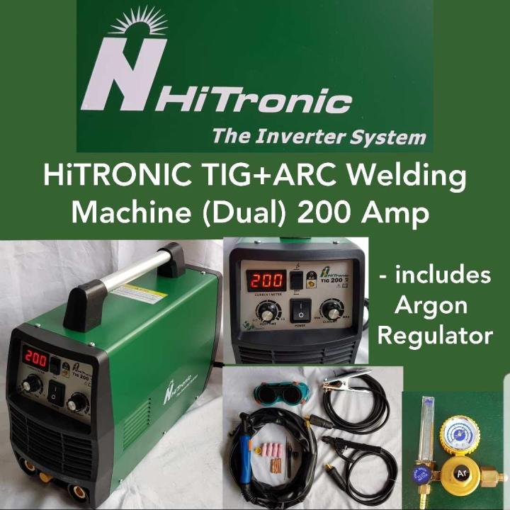 HiTRONIC TIG Welding Machine DUAL (TIG+ARC) 200-Amp w/ Argon Regulator ...