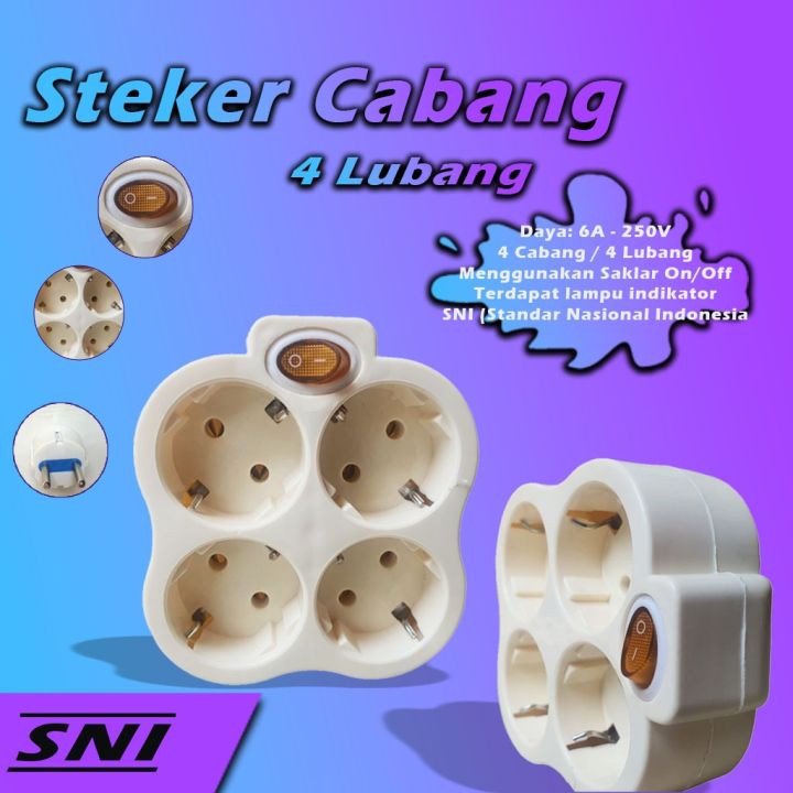 ELINK StopKontak Arde Persegi 4 Lubang 4In1 + Steker Colokan Listrik 4 ...