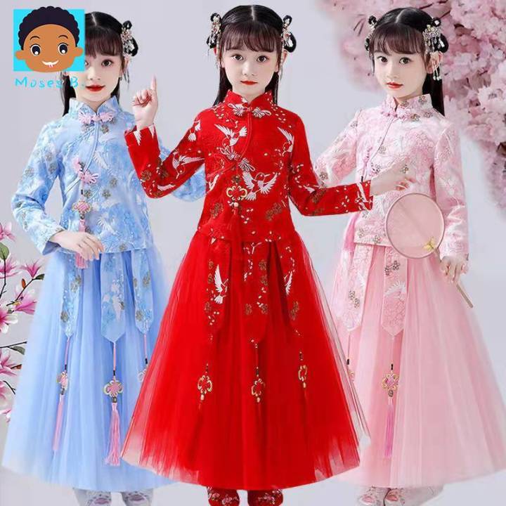 MOSES Hán phục cô gái xuân thu váy trẻ em cổ trang siêu tiên Trung Quốc ...