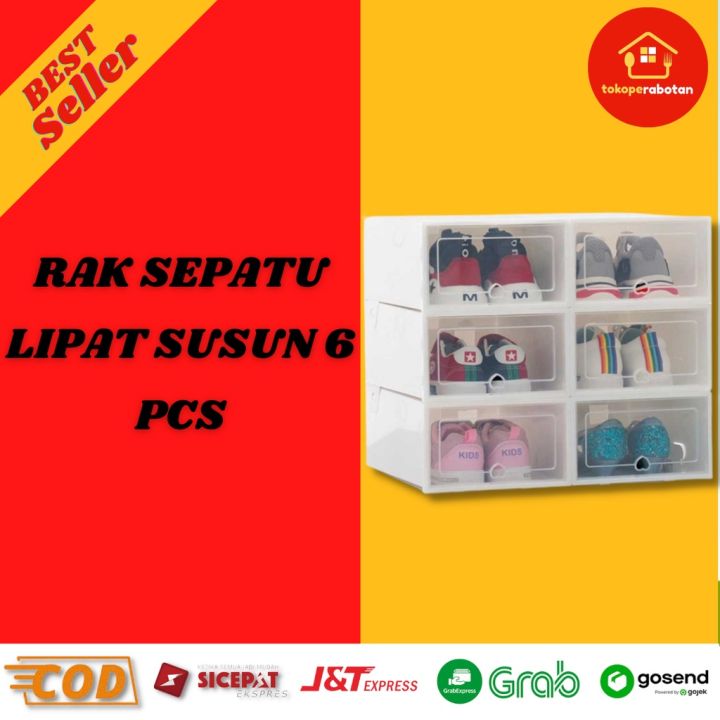 Rak Sepatu Lipat Susun / Box Sepatu Susun / Kotak Penyimpanan Sepatu ...