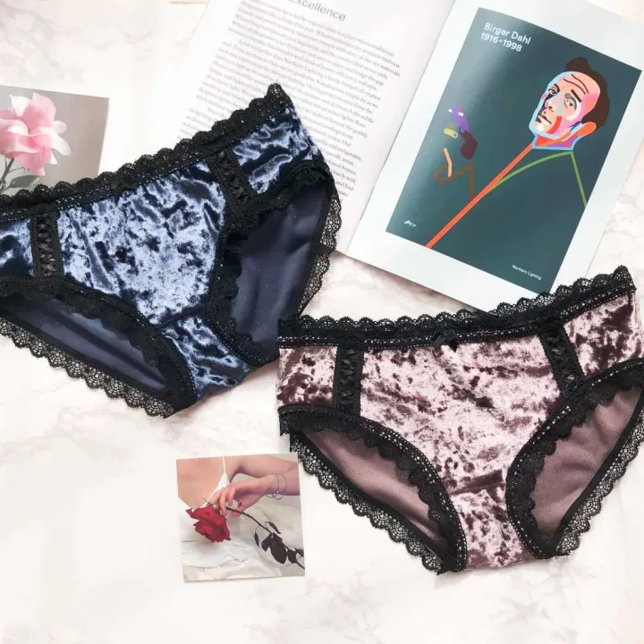 European and American style swan gold velvet purple briefs head female ...