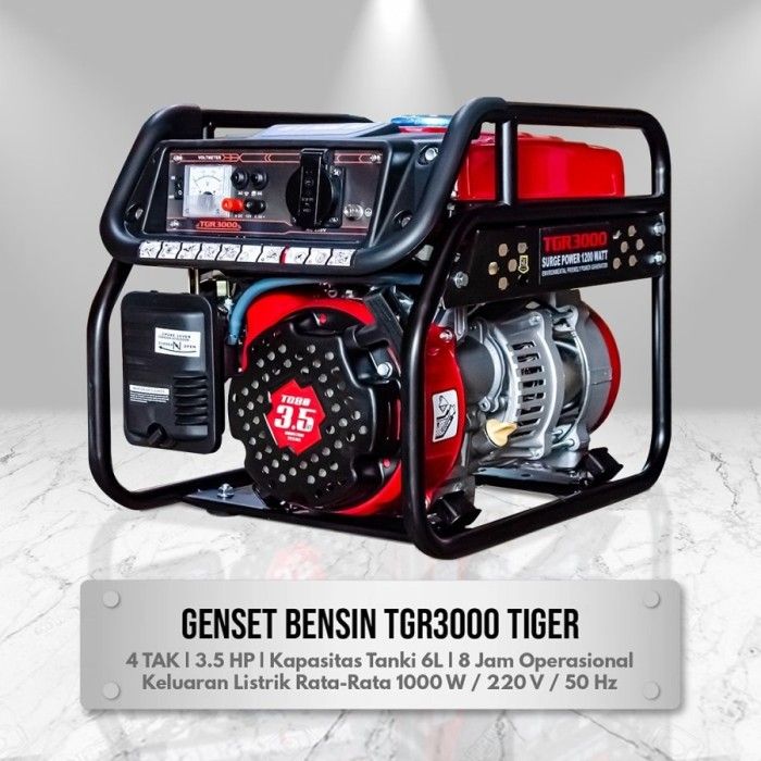 Tiger Generator Set Bensin TGR 3000 1200 Watt Genset Recoil TGR3000 ...