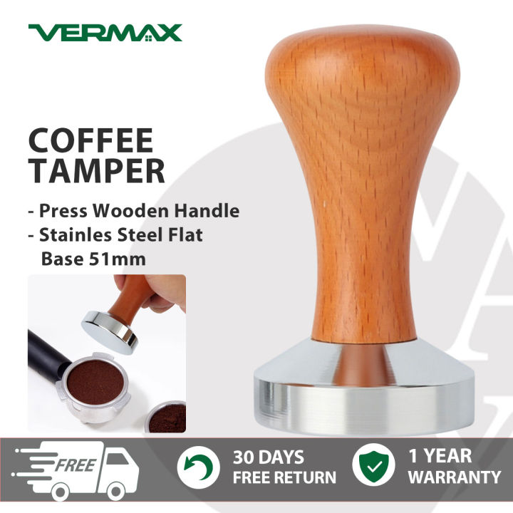 Vermax espresso tamper 51mm Barista Coffee Powder Bean Press Wooden ...