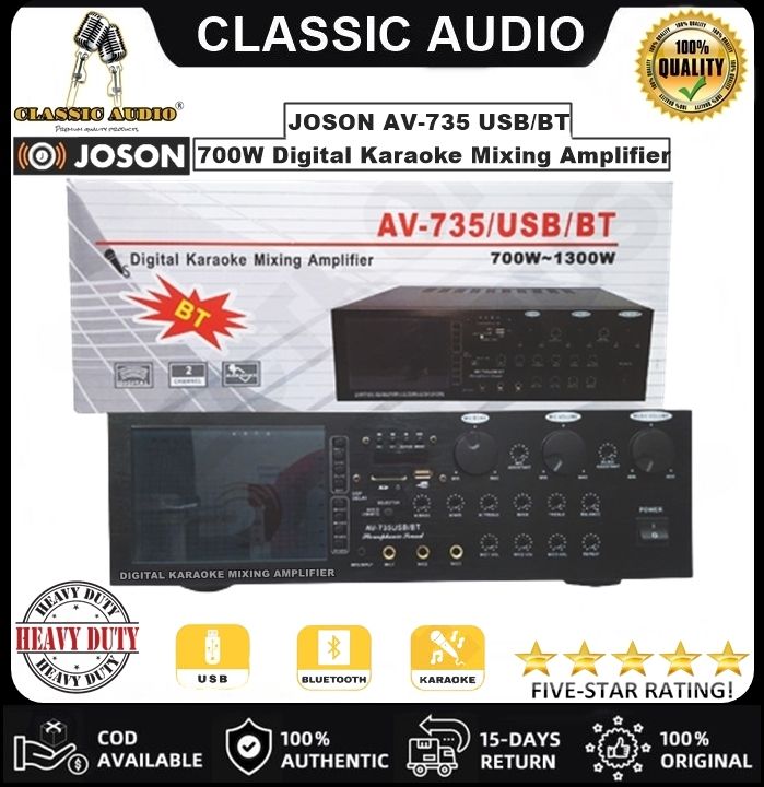 Joson AV-735 USB/BT 700W Digital Karaoke Mixing Amplifier Super Heavy Duty |High Performance ...
