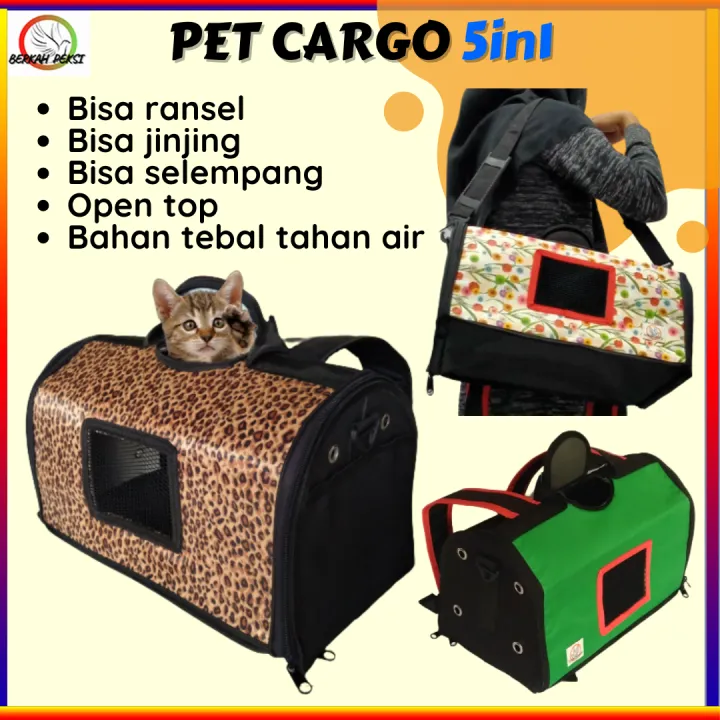 TAS KUCING TAS ANJING PET CARGO 5IN1 BISA RANSEL JINJING SELEMPANG OPEN ...