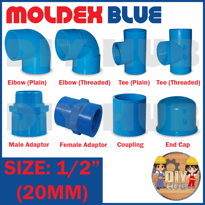 MOLDEX Blue PVC Fittings 1/2" Per Pack | Lazada PH
