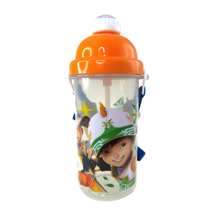 Boboiboy 3 Characters PP Water Bottle With Straw (350ml)(8800) | Lazada
