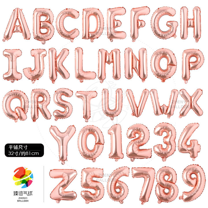 32 inch ROSE GOLD (A-Z) （0-9）letter number balloon wedding decoration ...