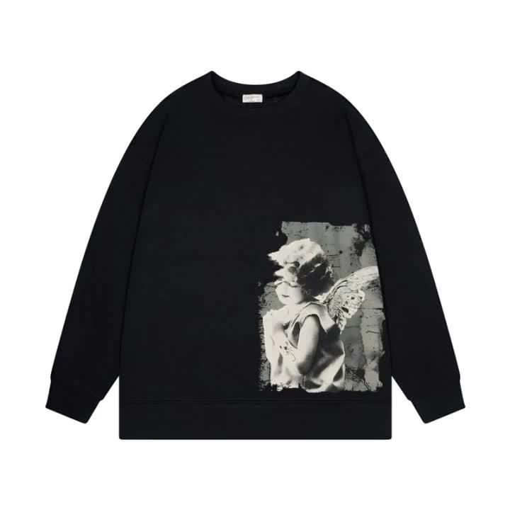 YOHJI Yoji Yamamoto Angel Cupid เสื้อสเวตเตอร์บุขนด้านนอกสวมใส่ระดับไฮ ...