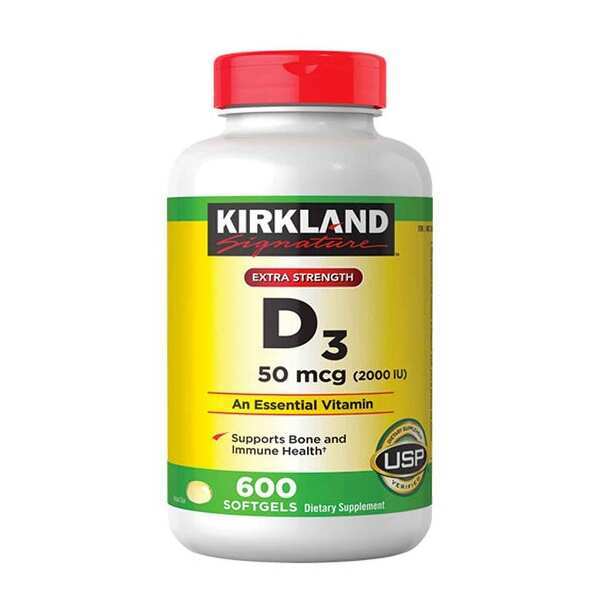Kirkland Signature D3 | 50 mcg | 2000 IU | Extra Strength | 600 softgel ...