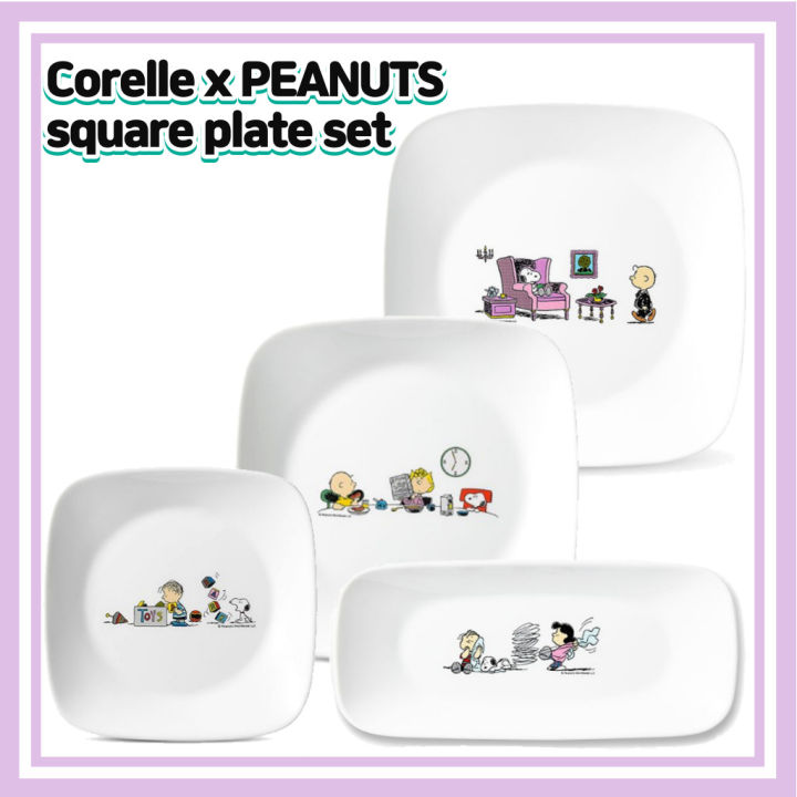 Corelle x PEANUTS Snoopy The Home Square Plate Set/Corelle USA set ...