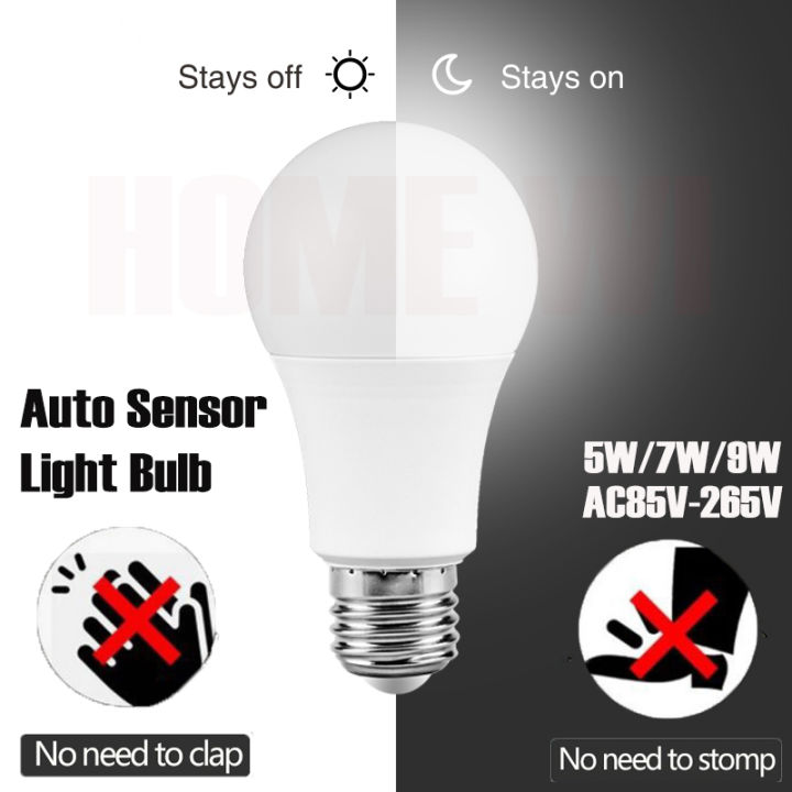 【Ready Stock】5W 7W 9W LED Dusk To Dawn Sensor Bulb E27 AC85V-265V Smart ...