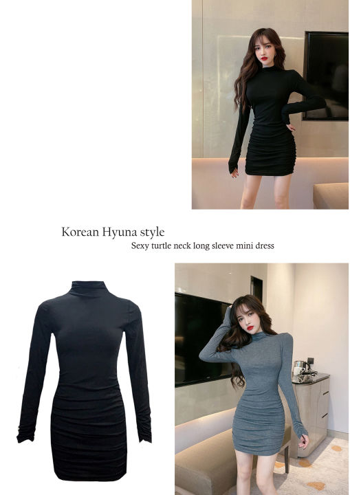 Tailory Wardrobe Korean Hyuna Style Sexy Turtle Neck Long Sleeve Mini ...