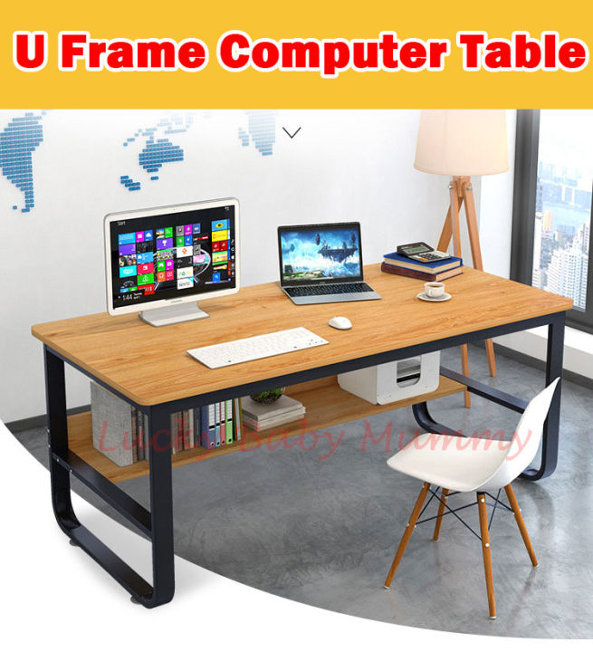 【U Frame Computer Table】Study Table / Computer Desk with Shelf Multiple ...