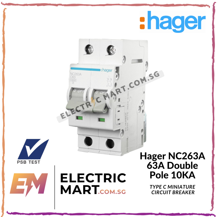 Hager NC263A 63A 2P 10KA TC MCB | Lazada Singapore