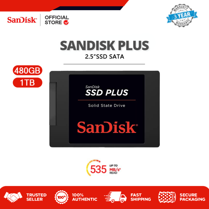 SanDisk SSD PLUS 2.5" 480GB 1TB SATA III Internal Solid State Drive (SSD) SDSSDA-480G-1TB-G26 ...