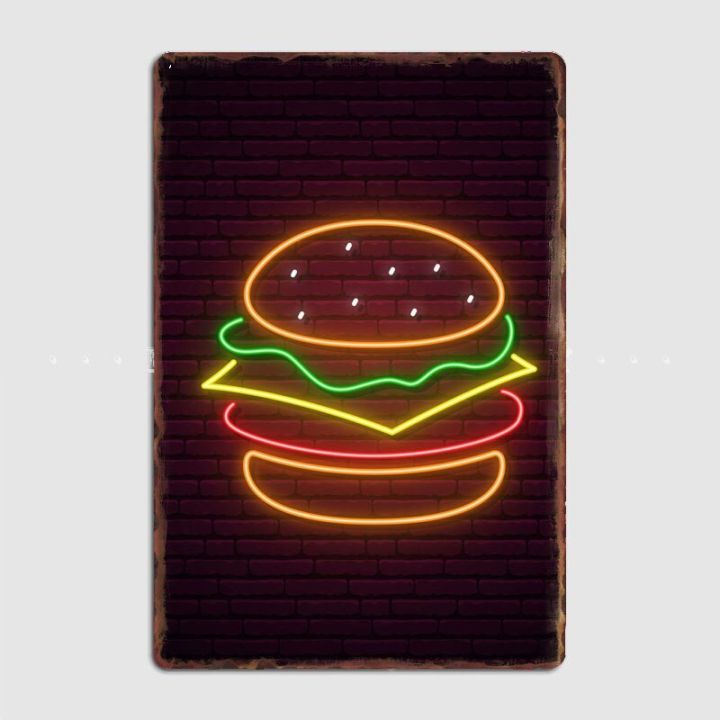 Hamburger Neon LED Sign - Ideal for Garage, Pub, or Bar Room Wall Decor ...