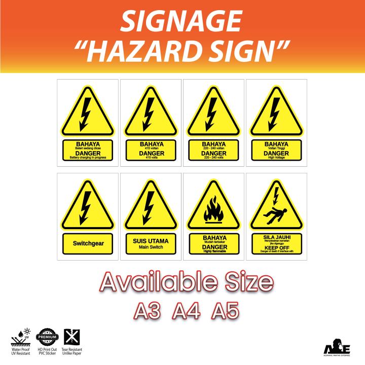 (STICKER ONLY) Hazard Sign | High Voltage | Voltan Tinggi | 220-440v ...