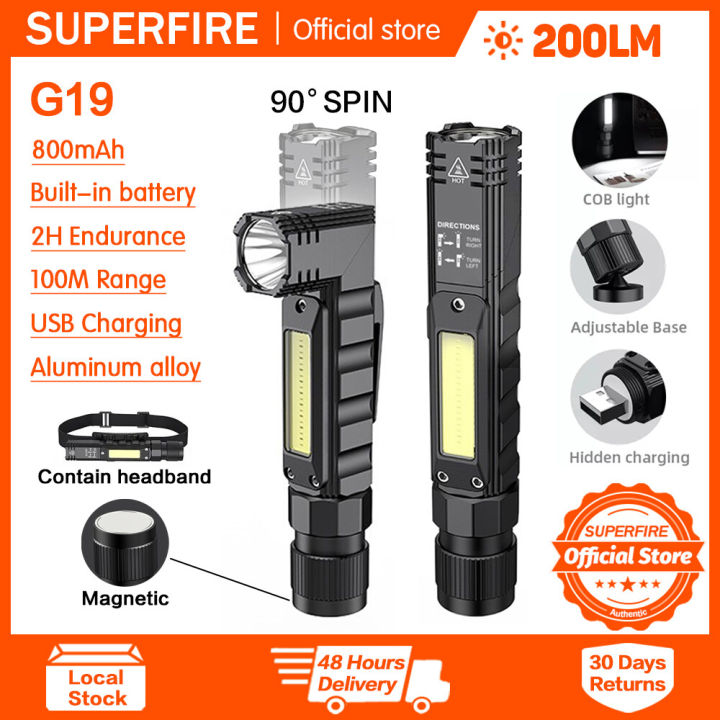 Superfire G19/G19-S Đa Chức Năng Đèn Pin Có Thể Sạc Lại 90 Độ Twist ...