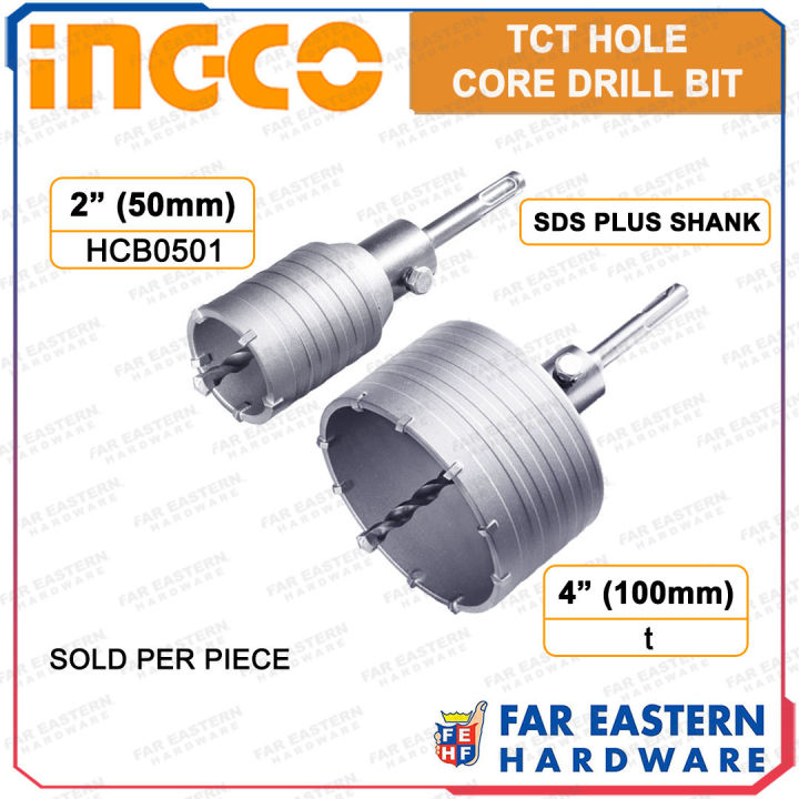 INGCO TCT Hole Saw Core Drill Bit for SDS Plus Hammer SDS+ 2" 4" INAC ...